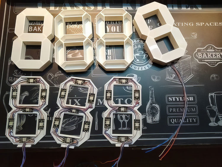 The ESPHome seven segment clock with WS2812B LEDs
