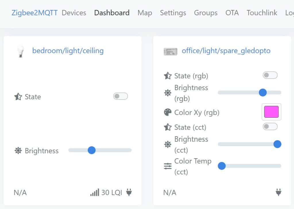 Testing the Zigbee2MQTT web-based frontend