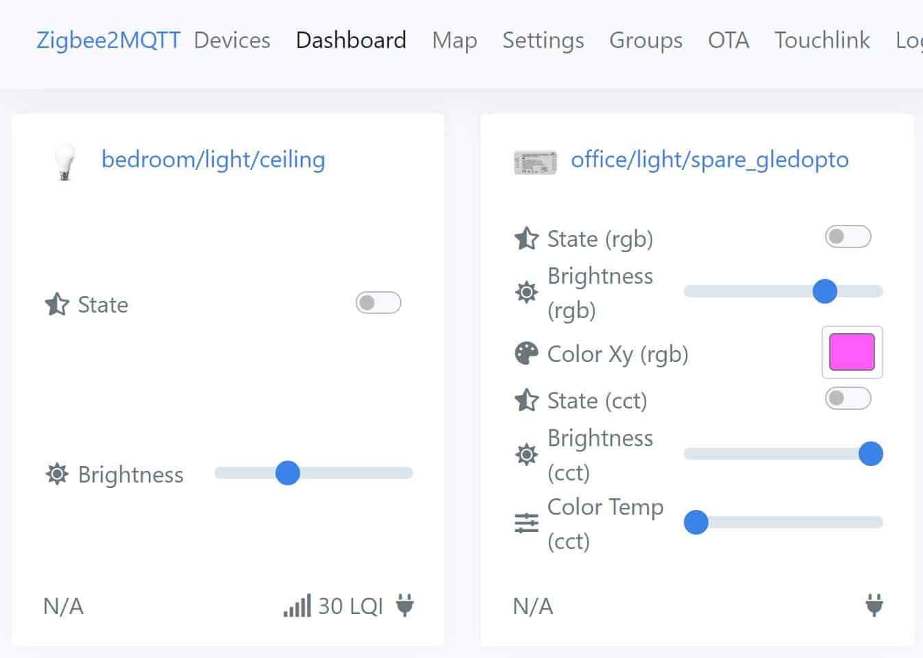 Testing the Zigbee2MQTT web-based frontend