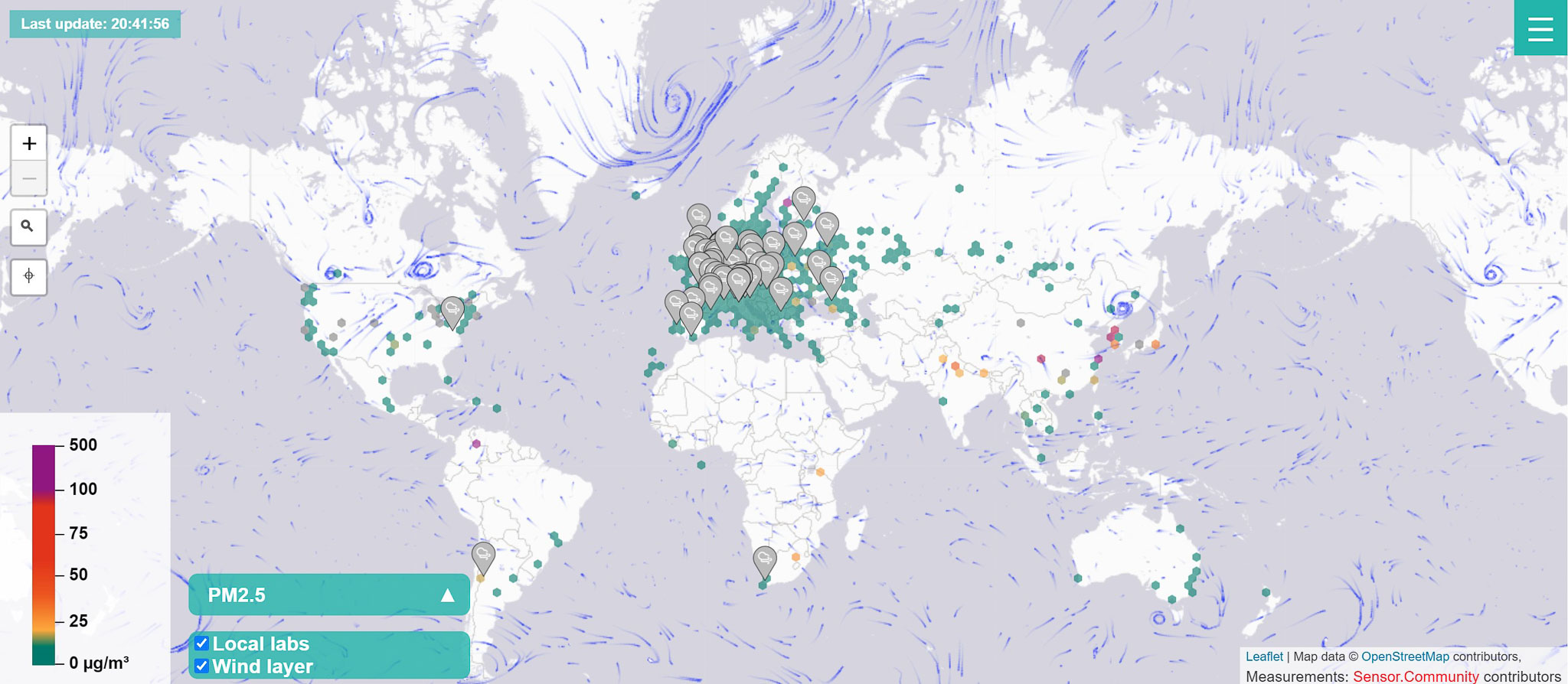 Find a nearby air quality monitor with Sensor.Community