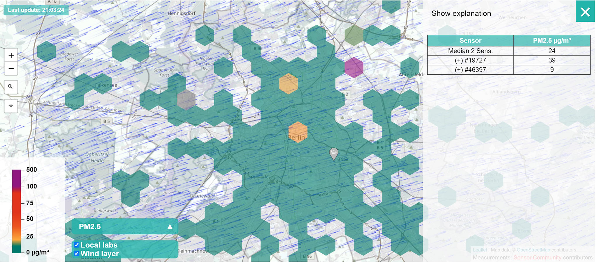 Find a nearby air quality monitor with Sensor.Community